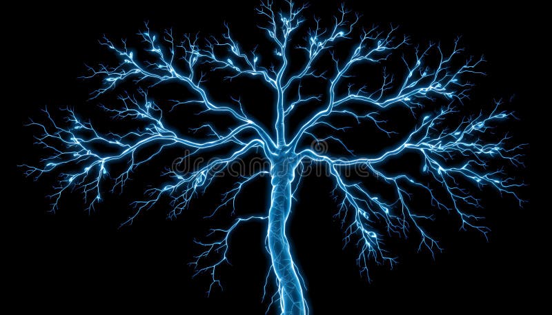 Glowing Blue Energy Tree: Abstract 3D Render Digital Art Stock ...