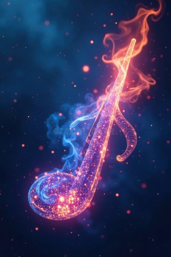 Glowing Blue Fire Consuming Ethereal Musical Notation , Fiery, Abstract ...