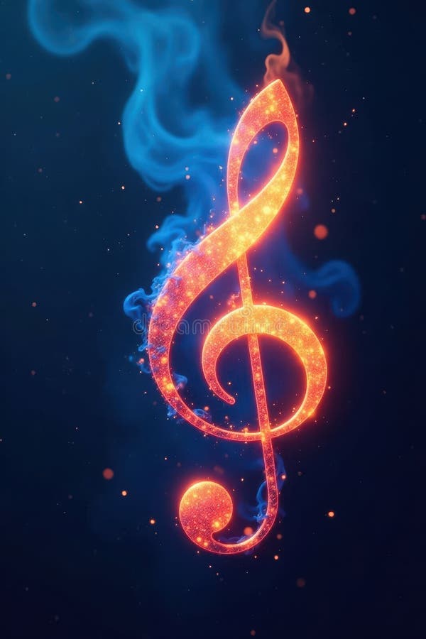 Glowing Blue Fire Consuming Ethereal Musical Notation , Blue, Score ...