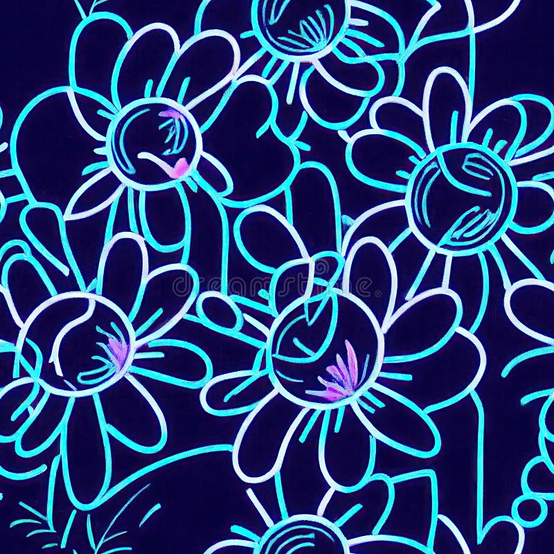 Glowing Blue Floral Pattern for Invitations and Posters. Stock ...