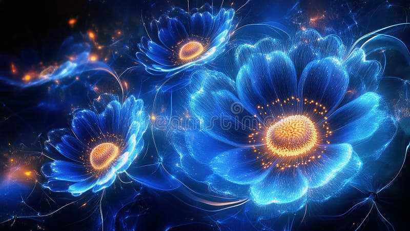 Glowing Blue Flowers Abstract Background Stock Footage - Video of color ...