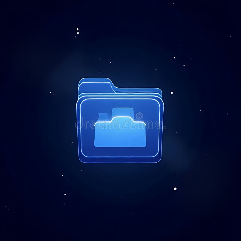 A Glowing Blue Folder Icon with Camera Symbol Floats in Space ...