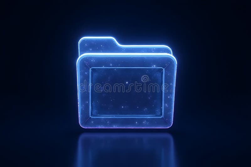 A Glowing, Blue, Folder Icon Stands Against a Dark, Futuristic Backdrop ...