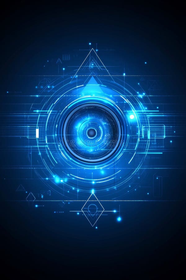 Glowing Blue Futuristic Technology Background, Digital Abstract, Big ...