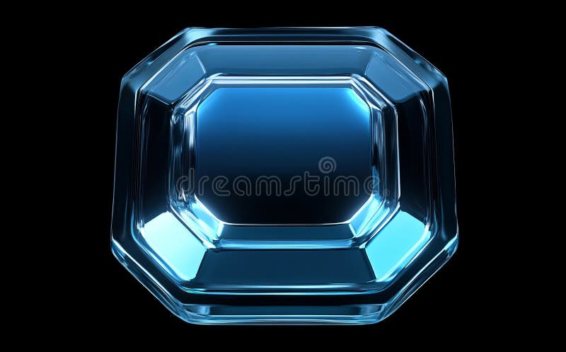 A Glowing Blue Gem with a Distinctive Octagonal Shape Against a Black ...