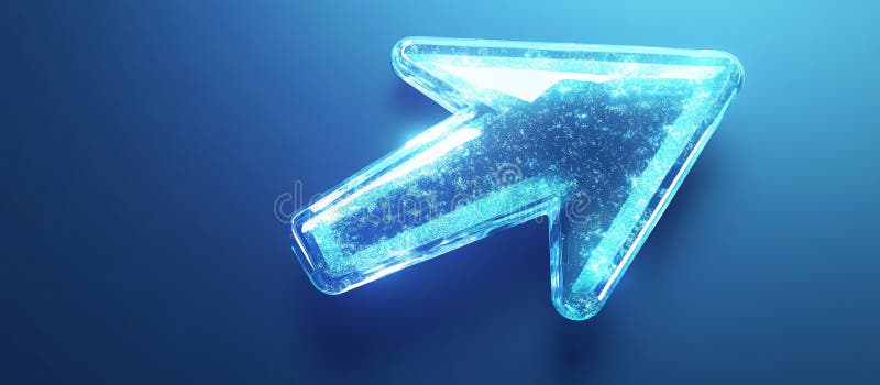 Glowing Blue Glass Arrow Cursor Icon 3D Render High Quality Image Stock ...