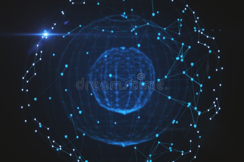 Glowing Blue Globe on Dark Background, Global Communication and ...
