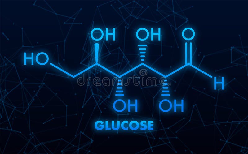 Glucose Molecular Structure with Glowing Blue Lines on Dark Background ... Glucose Molecular Structure with Glowing Blue Lines on Dark Background ...
