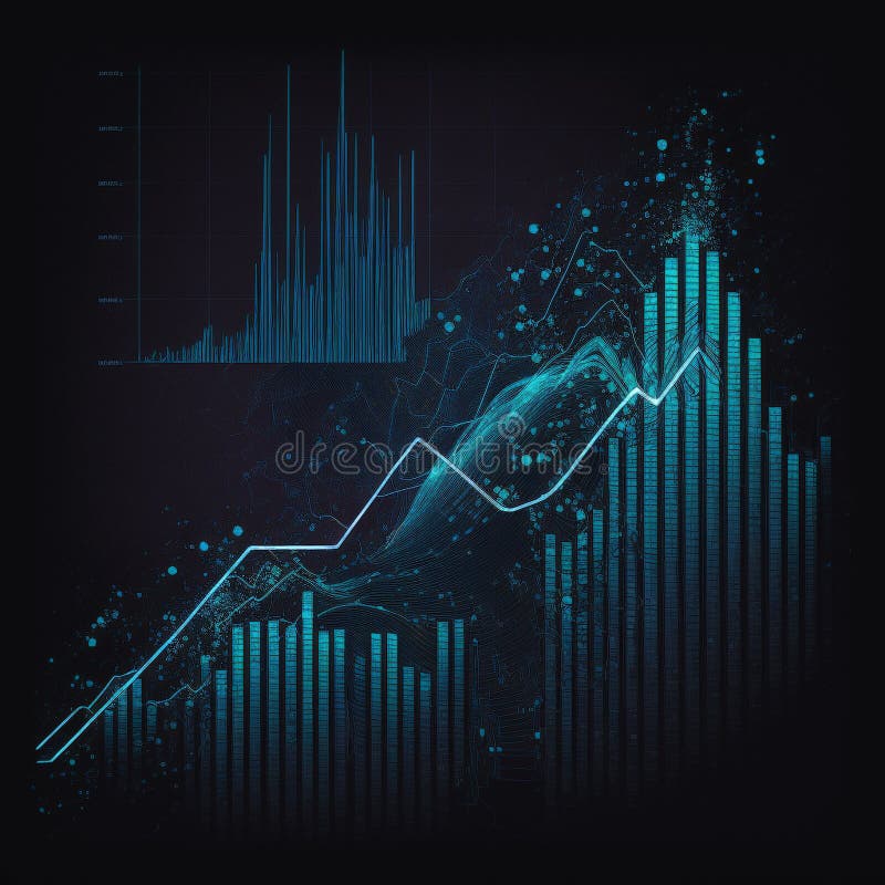 Glowing Blue Graph Growth Chart Stock Illustration - Illustration of ...