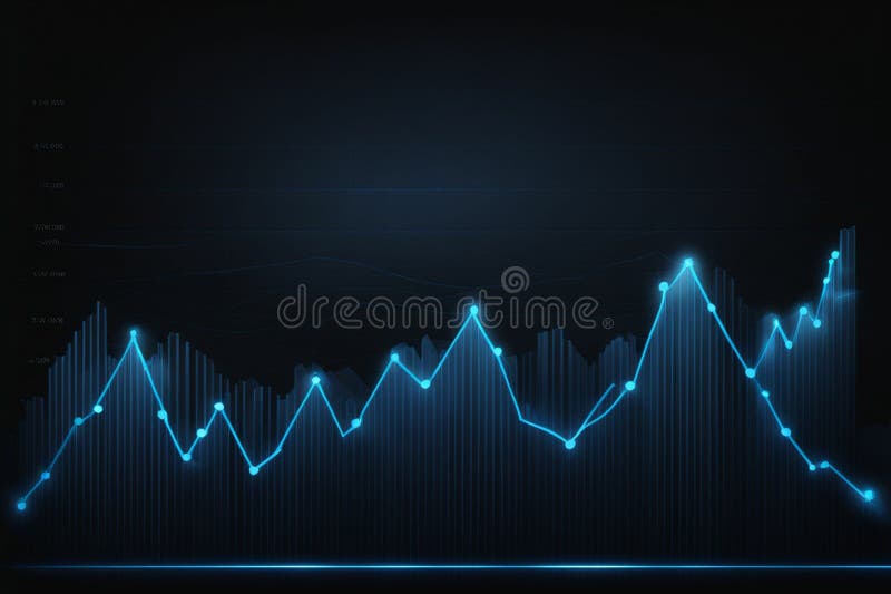 Glowing Blue Graph Line Ascending Stock Illustration - Illustration of ...