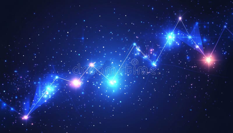 Glowing Blue Graph on Starry Background, Digital Analytics ...