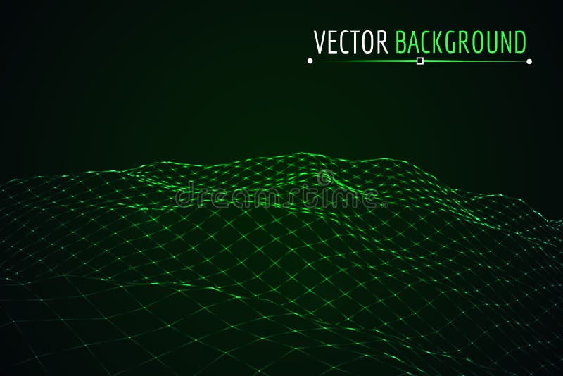 Glowing Blue Grid Landscape. Vector Techno Background Stock Vector ...