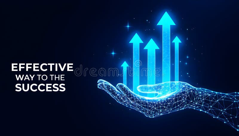 Glowing Blue Hand and Arrows Representing Growth and Achievement Stock ...