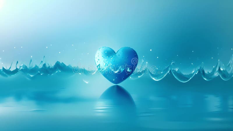 Glowing Blue Heart Pulse on Reflective Surface Stock Footage - Video of ...