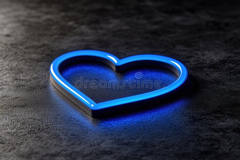 Neon Blue Heart Shape stock image. Image of creative - 356462317