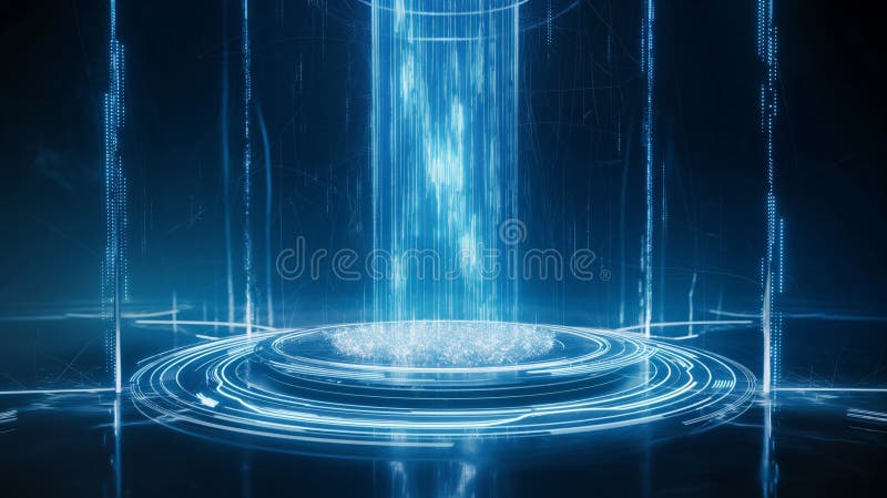 Futuristic Blue Holographic Projection Stock Image - Image of hologram ...