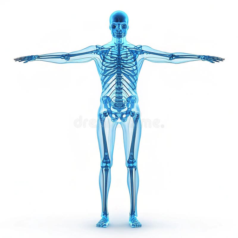 Glowing Blue Human Skeleton X-ray Stock Illustration - Illustration of ...