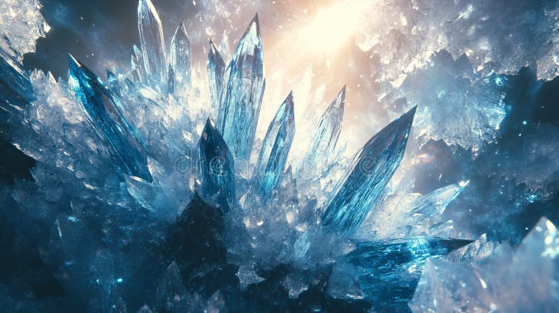 Glowing Blue Ice Crystals Under Ambient Light Stock Image - Image of ...