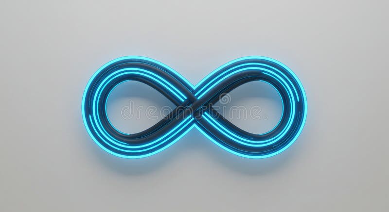 A Glowing Blue Infinity Symbol is Centered on a Light Gray Background ...