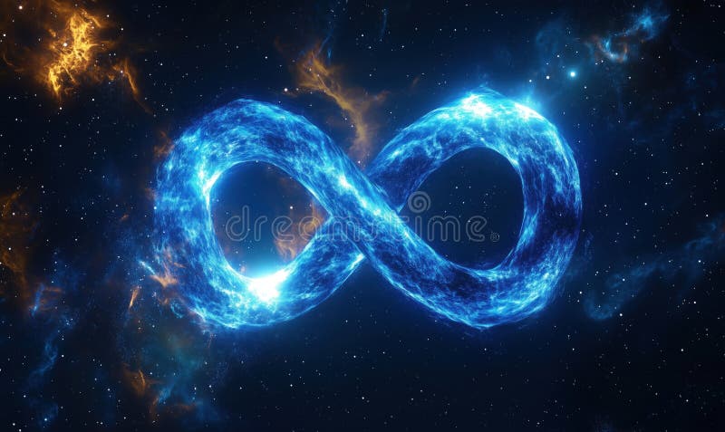 Glowing Blue Infinity Symbol Cosmic Space Vibrant Nebula Background ...