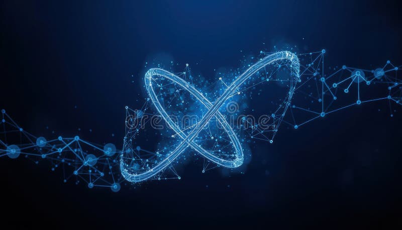 Glowing Blue Infinity Symbol with Interconnected Nodes and Lines on ...
