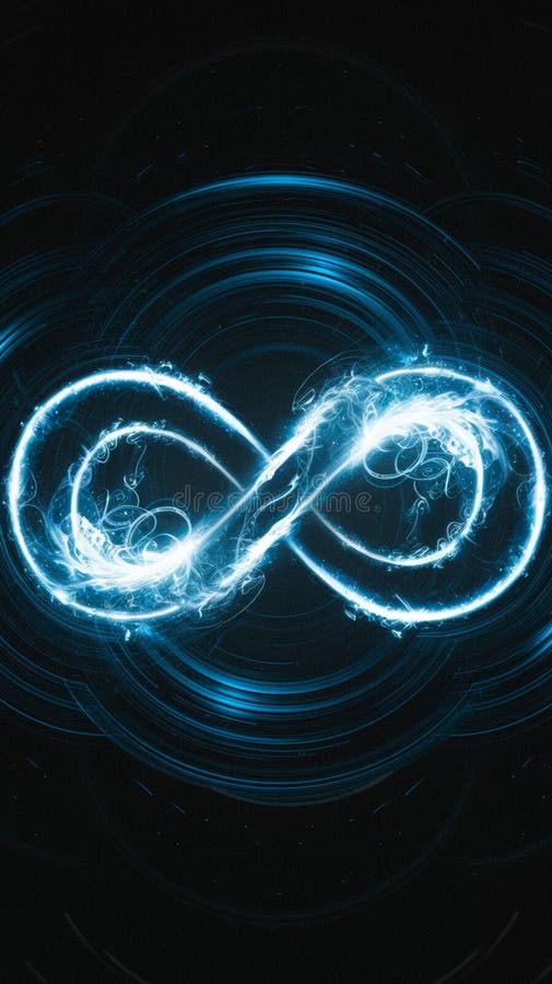 Glowing Blue Infinity Symbol with Radiating Concentric Circles ...