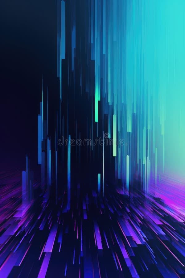 Glowing Blue Interference Lines and Lights on Black, Created Using ...