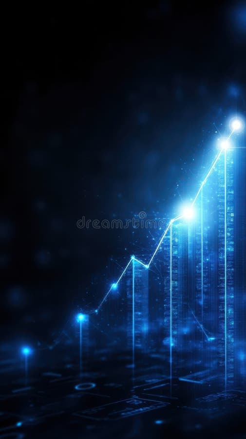 Glowing Blue Investment Growth Chart with Digital Elements and Data ...