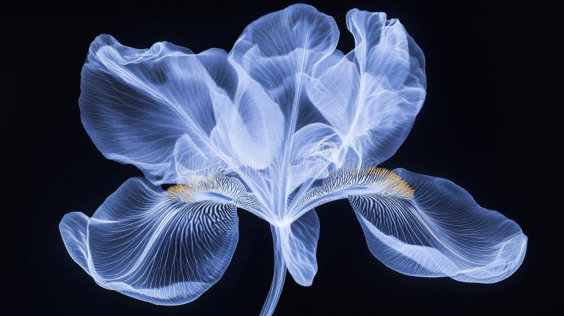 Glowing Blue Iris Flower on Dark Background Stock Illustration ...