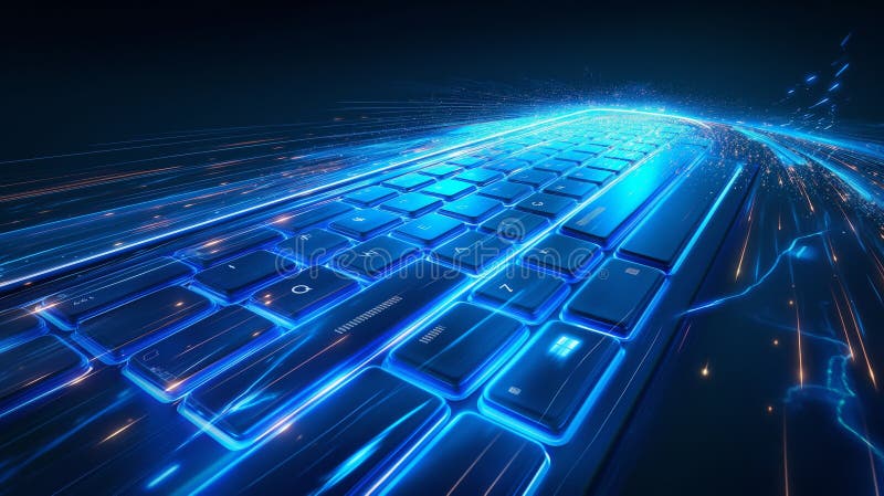 Futuristic Glowing Keyboard Stock Photo - Image of data, trails: 324751186