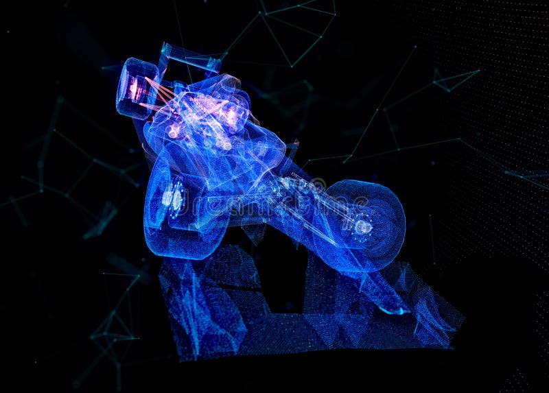 Glowing Blue Light 3d Model Formula with Lines, Dots and Particles ...