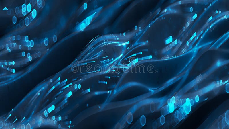 Glowing Blue Light Lines Wave 3D Rendering Illustration Stock ...