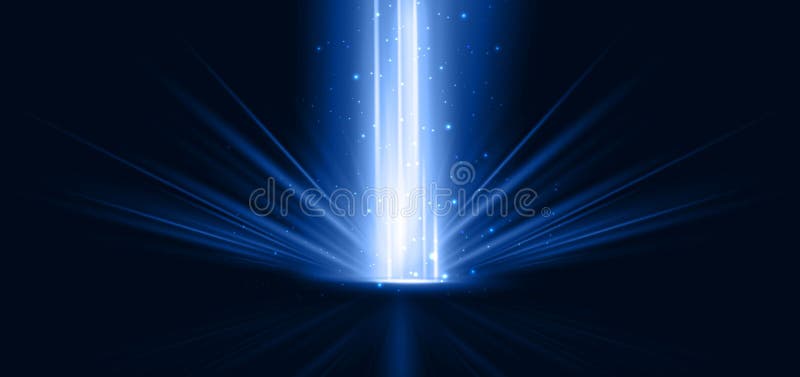 Glowing Blue Light Ray with on Dark Blue Background and Lighting ...