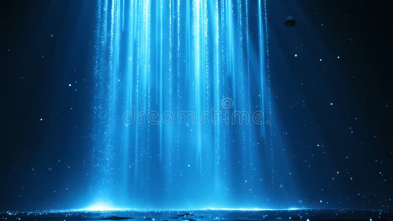 Glowing Blue Light Rays Falling on Dark Surface Stock Photo - Image of ...