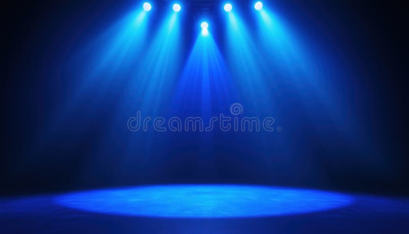 Glowing Blue Light Rays and Particles Illuminating a Dark Stage - a ...