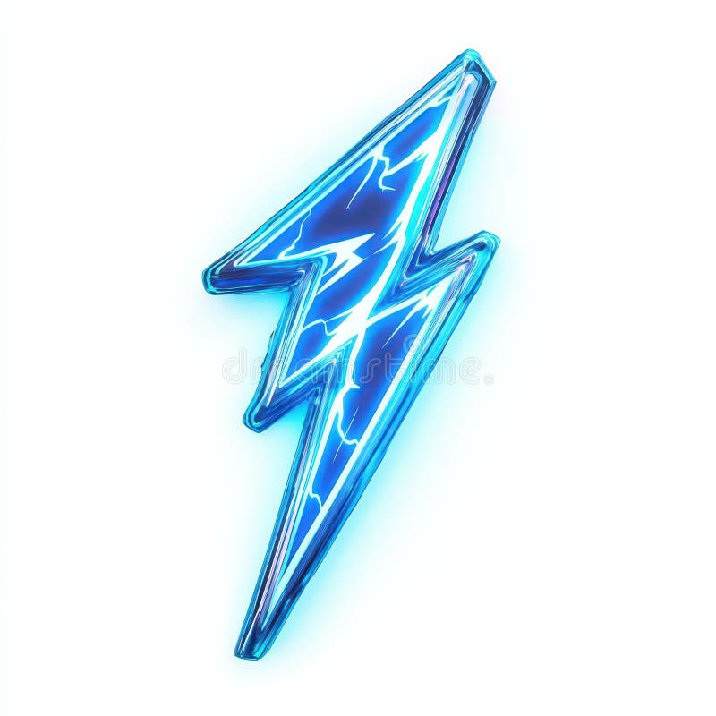 A Glowing Blue Lightning Bolt Symbol with a Shiny, Three-dimensional ...