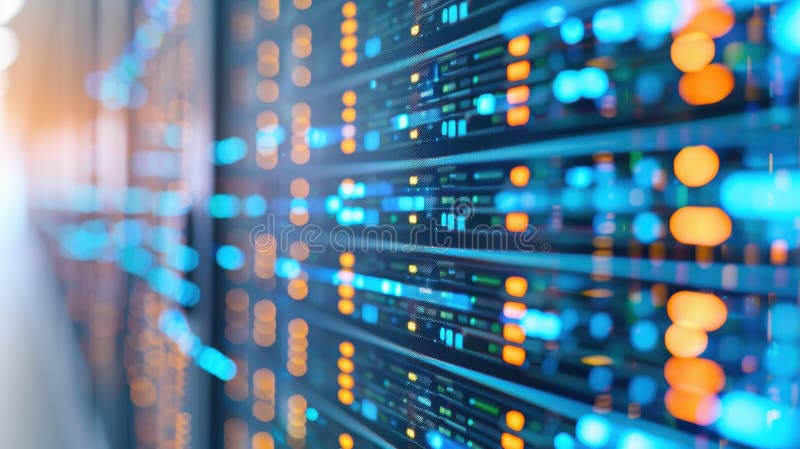 Glowing Blue Lights on Server Panels Highlight the Intricate World of ...