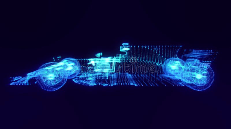 Glowing Blue Line Formation of Car 3d Model. Motion Animation in 3d ...