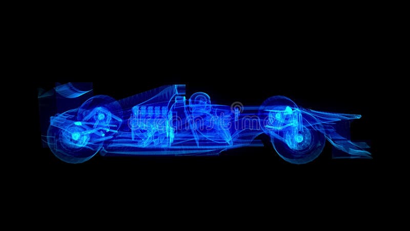 Glowing Blue Line Formation of Car 3d Model. Motion Animation in 3d ...