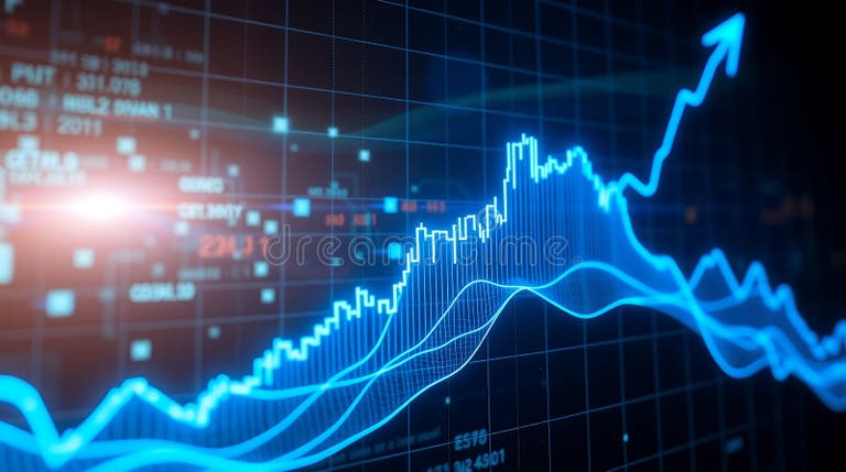 Dynamic Blue Financial Chart: Ascending Trend Visualized Stock ...
