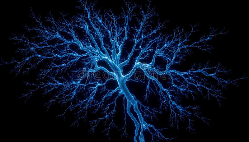 Glowing Blue Liquid Tree Abstract Background: 3D Render Digital Art ...