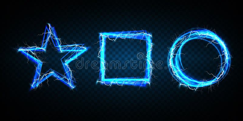 Glowing Blue Magic Light Frames, Lightning Bolts. Borders, Corners and ...