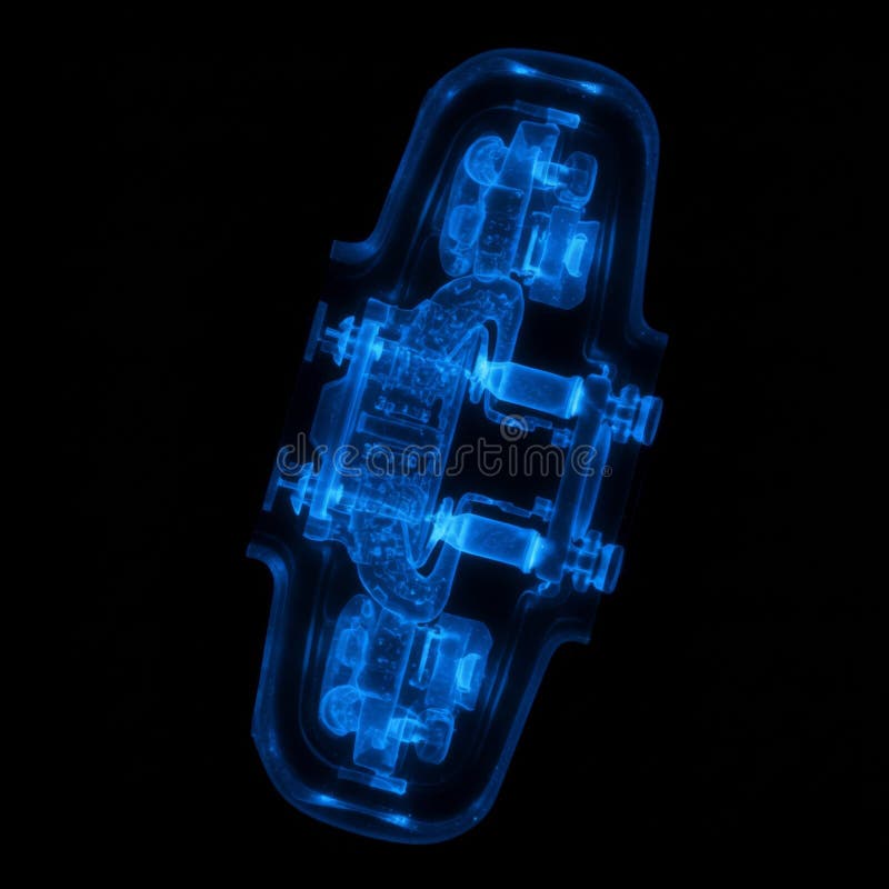 Glowing Blue Mechanical Part 3D Render Stock Illustration ...
