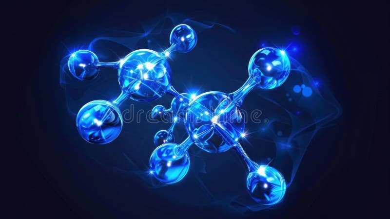 Glowing Blue Molecular Structure on Dark Background. Generative Ai ...