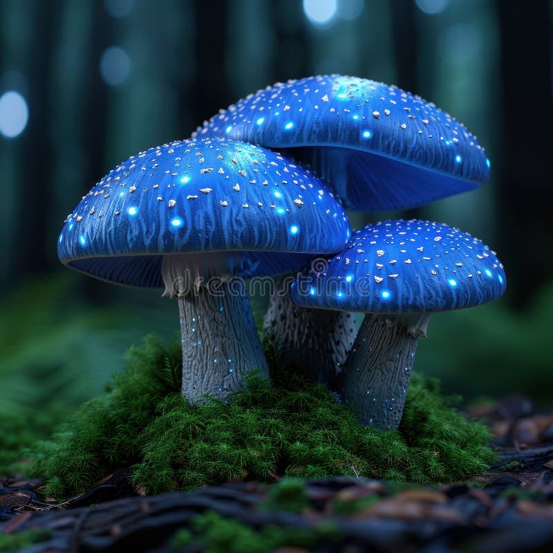 Blue Glowing Mushrooms Stock Illustrations – 1,156 Blue Glowing ...