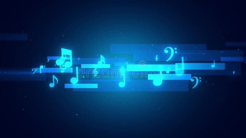 Glowing Blue Musical Notes and Bars Stock Video - Video of visual ...