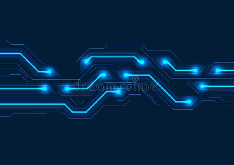 Glowing Blue Neon Circuit Board Chip Background Stock Vector ...