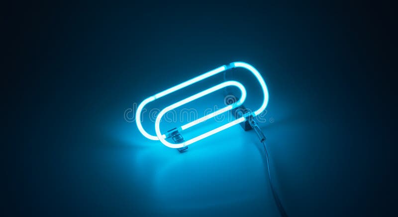 Glowing Blue Neon Paperclip, Minimalist Lighting on a Dark Backdrop ...