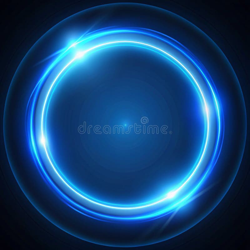 Glowing Blue Neon Ring with Light Lines Effect Stock Illustration ...