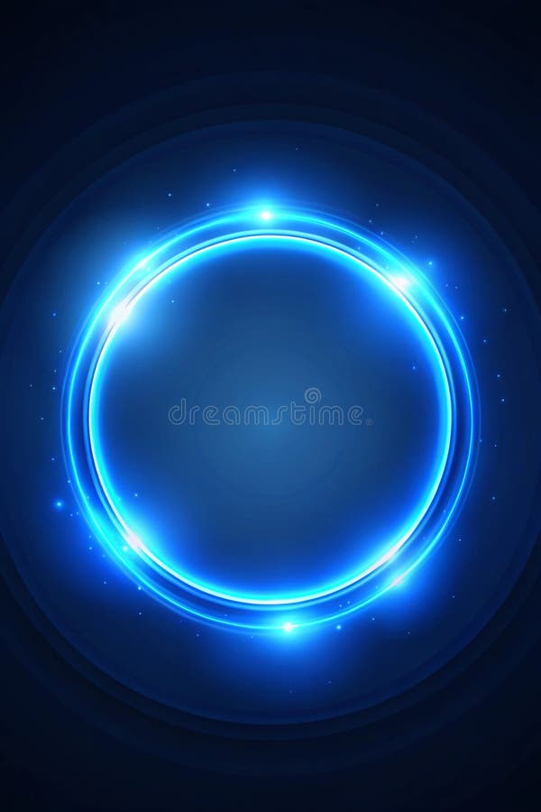 Glowing Blue Neon Ring with Light Lines Effect Stock Illustration ...
